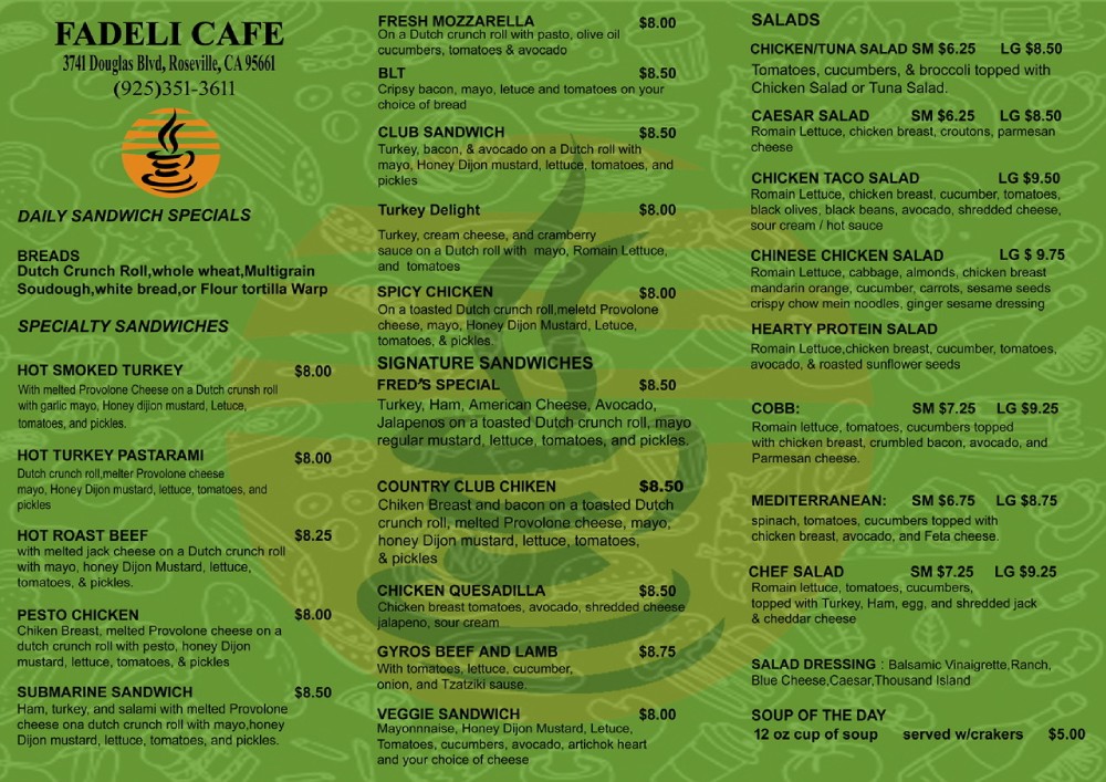 Menu – Fadeli Cafe